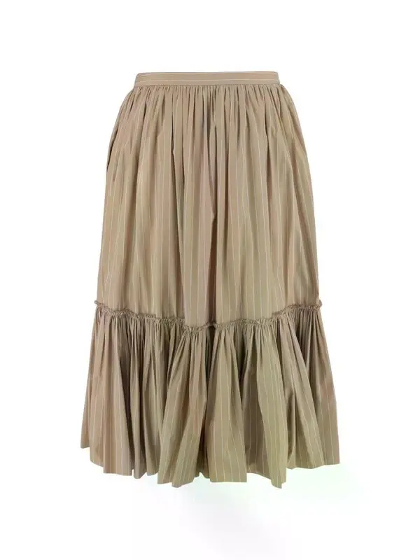 JIL SANDER Pinstripe Tiered Skirt - Neutrals