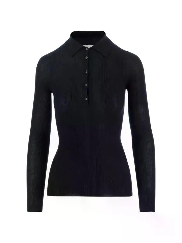 SA SU PHI Knitted Polo Top - Black