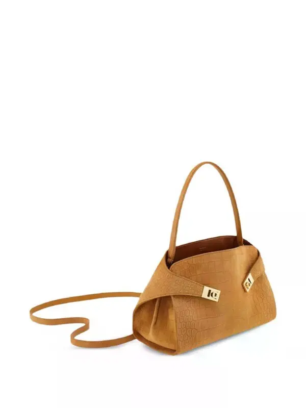 FERRAGAMO Medium Hug Suede Shoulder Bag - Brown