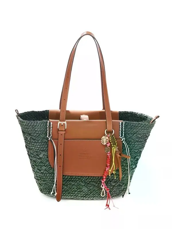 CUBA LAB Tropicana Woven Tote Bag - Green