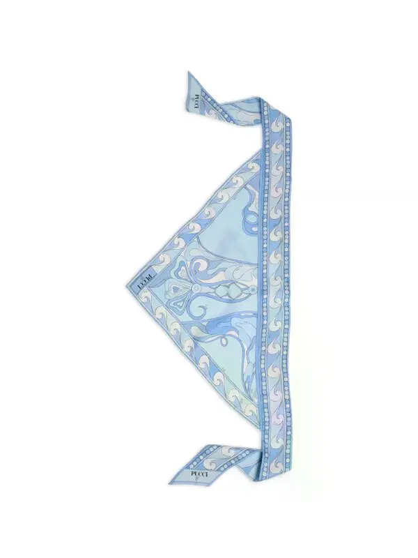 Emilio Pucci Orchidee-print Silk Triangle Scarf - Blue