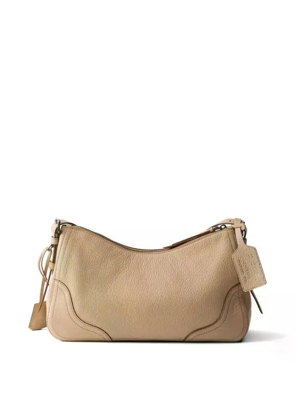 Prada Aimée Large Leather Shoulder Bag - Neutrals