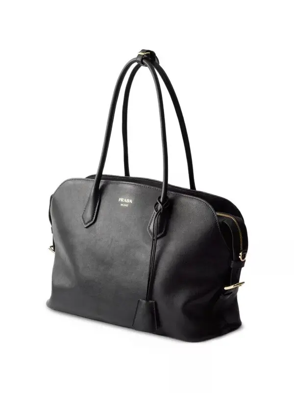 Prada Large Leather Tote Bag - Black