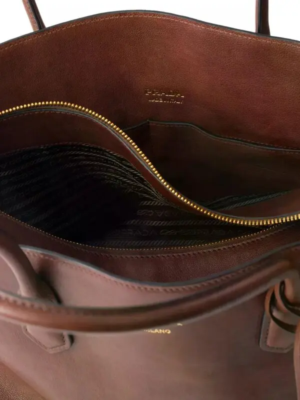 Prada Leather Tote Bag - Brown