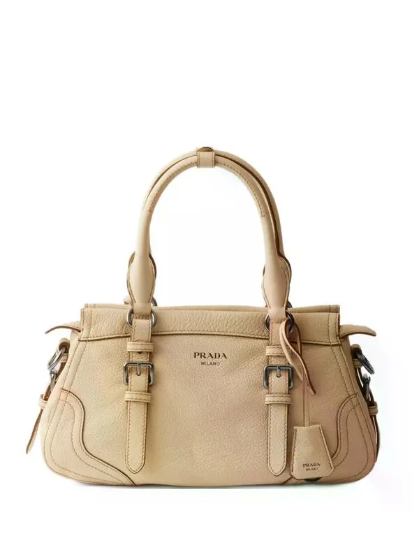 Prada Leather Tote Bag - Neutrals
