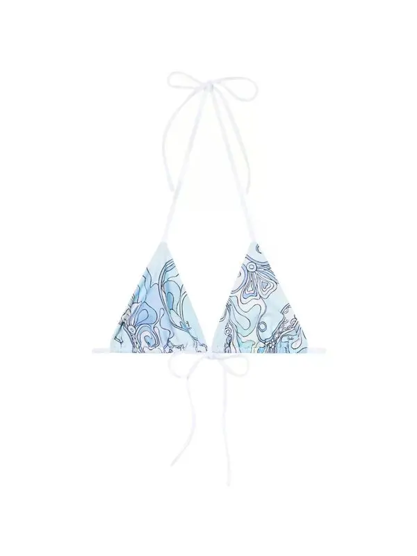 Emilio Pucci Orchidee-print Triangle Bikini Top - Blue