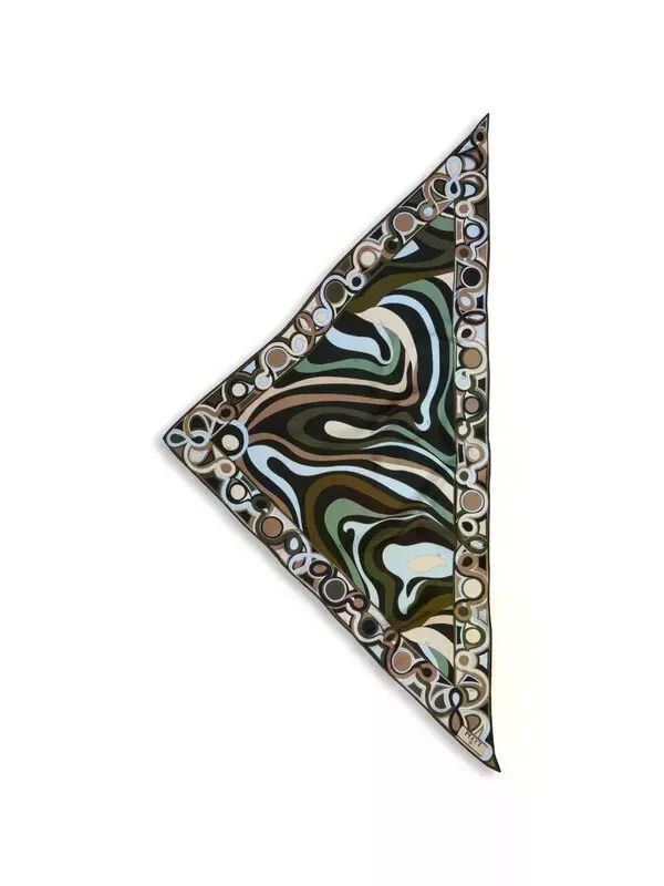 Emilio Pucci Marmo-print Silk Triangle Scarf - Black