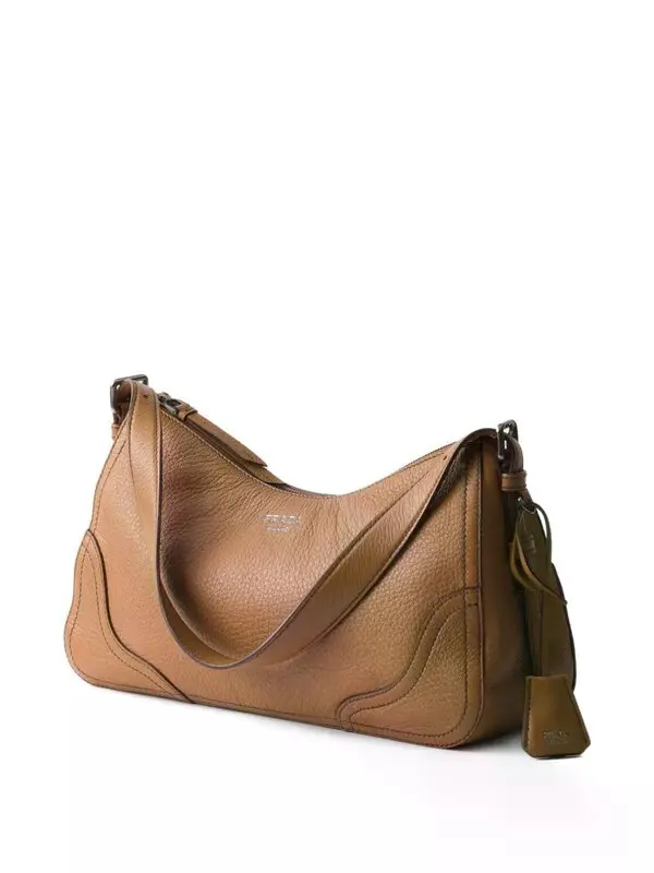 Prada Aimée Large Leather Hobo Bag - Brown