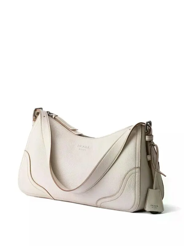 Prada Aimée Large Leather Shoulder Bag - Neutrals