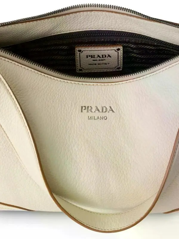 Prada Aimée Large Leather Shoulder Bag - Neutrals