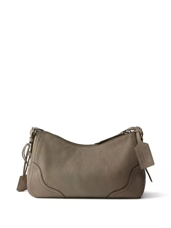 Prada Aimée Large Leather Shoulder Bag - Grey