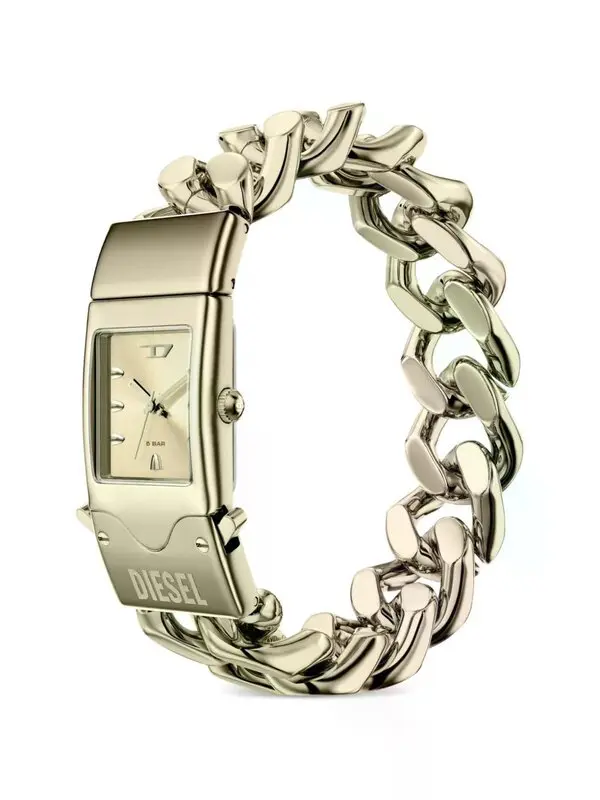DIESEL® Rectangular Face Chain Bracelet Watch