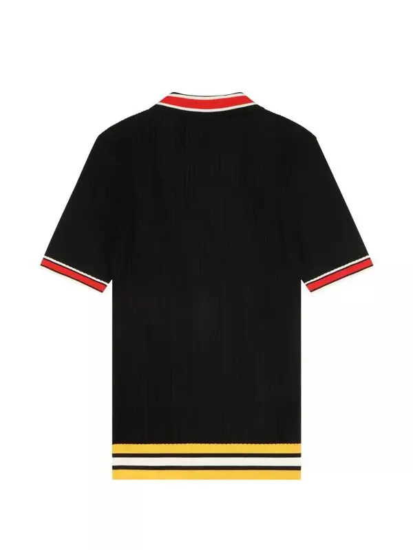 ENTIRE STUDIOS Striped Ribbed Polo Shirt - Black