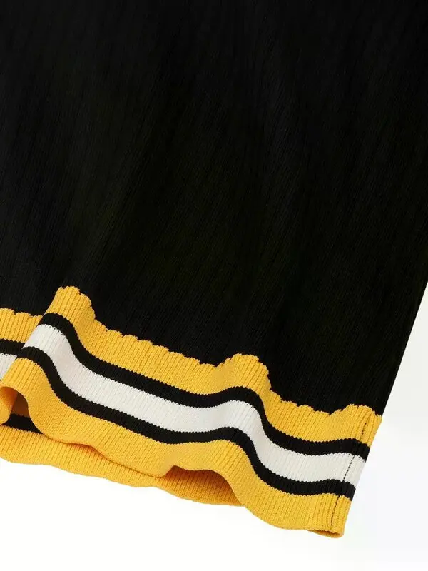 ENTIRE STUDIOS Striped Ribbed Polo Shirt - Black