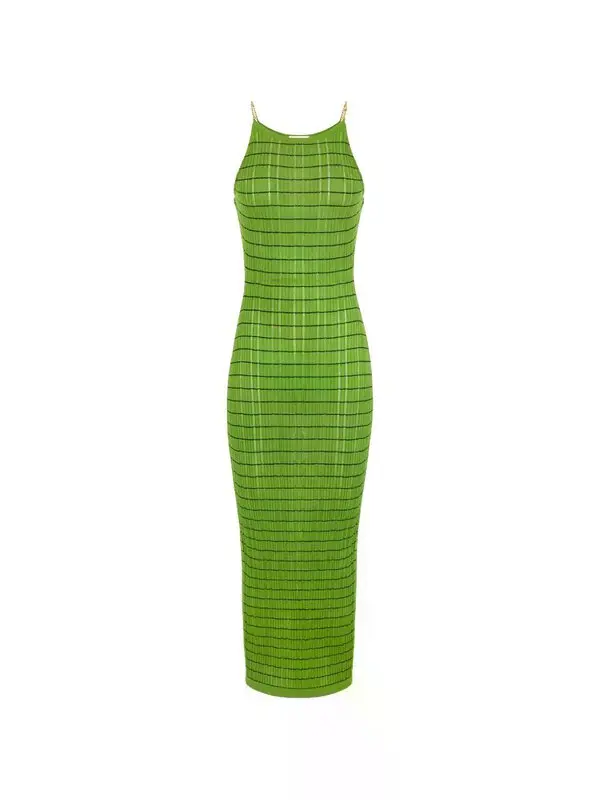 Elisabetta Franchi Striped Knit Dress With Chain Straps