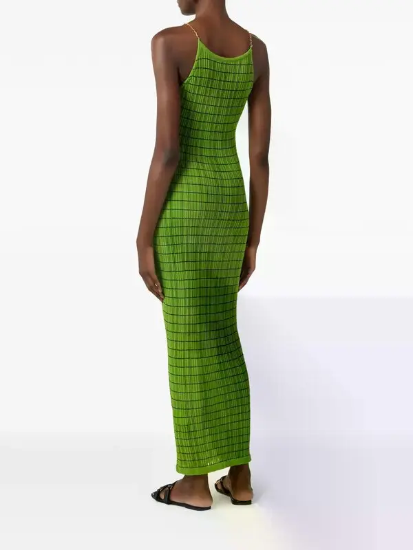 Elisabetta Franchi Striped Knit Dress With Chain Straps