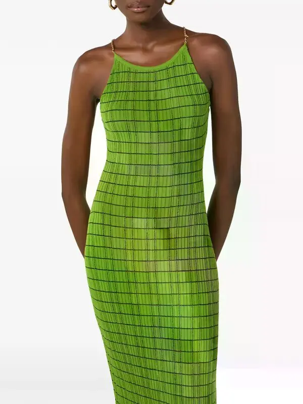 Elisabetta Franchi Striped Knit Dress With Chain Straps