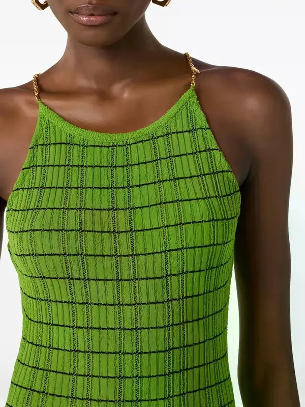 Elisabetta Franchi Striped Knit Dress With Chain Straps
