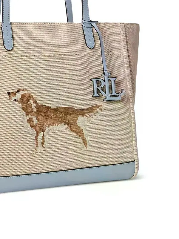 Ralph Lauren Large Cameryn Tote Bag With Dog Embroidery - Neutrals