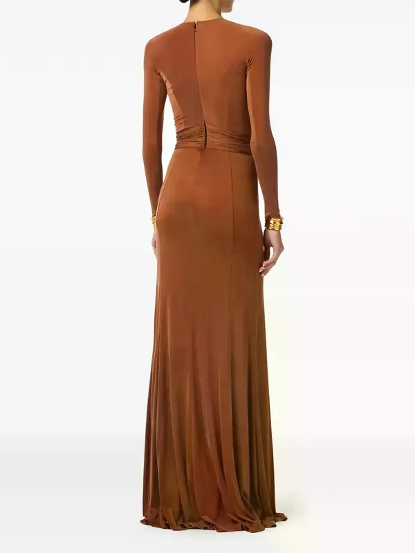 Elisabetta Franchi Cupro Jersey Red Carpet Dress - Brown