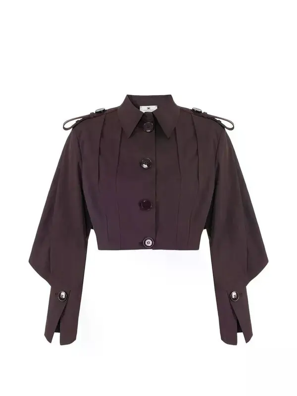 Elisabetta Franchi Technical Cotton Cropped Jacket With Cape Sleeves