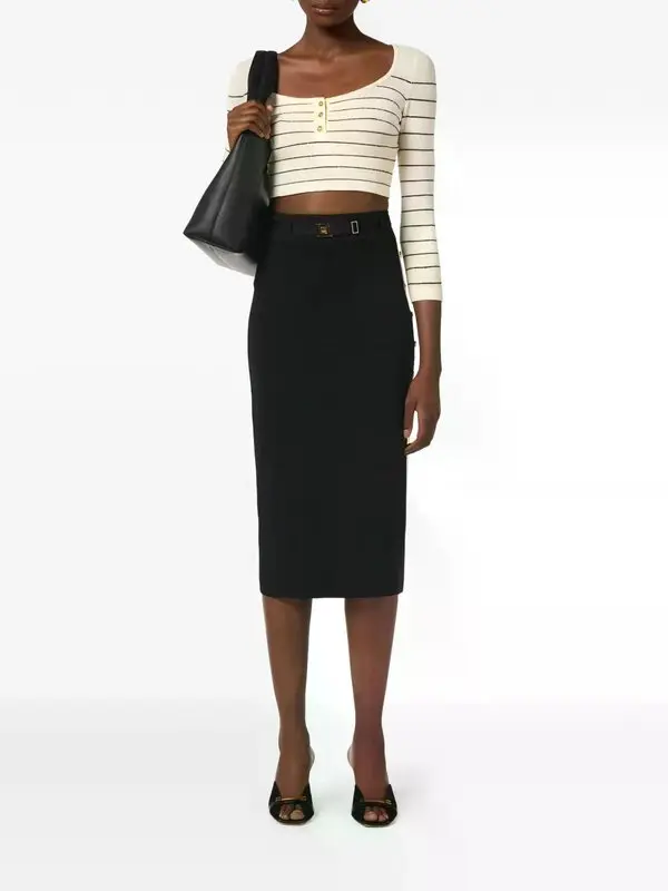 Elisabetta Franchi Striped Cotton Ribbed Cropped Top
