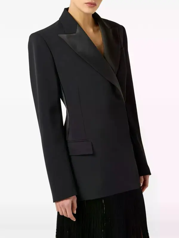 Elisabetta Franchi Satin-lapels Double-breasted Blazer - Black