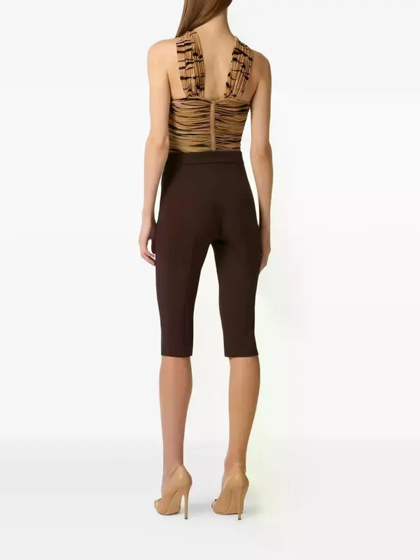 Elisabetta Franchi Jersey Bodysuit With Tiger Print And Jeweled Clasp - Neutrals
