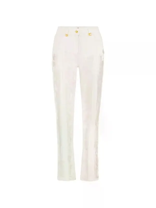 Elisabetta Franchi Distressed Fringed Palazzo Jeans - White