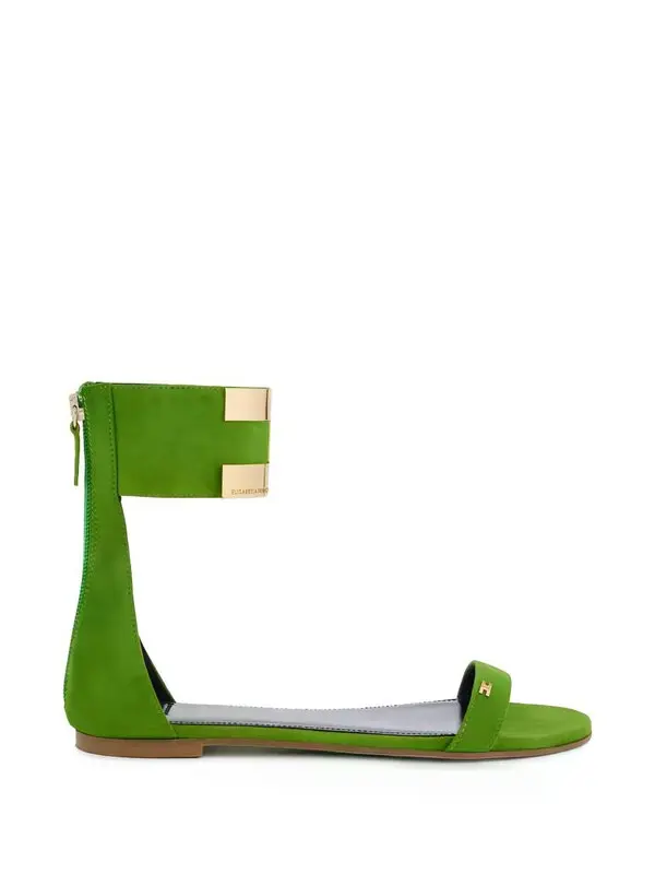 Elisabetta Franchi Logo-plaque Ankle-strap Sandals - Green