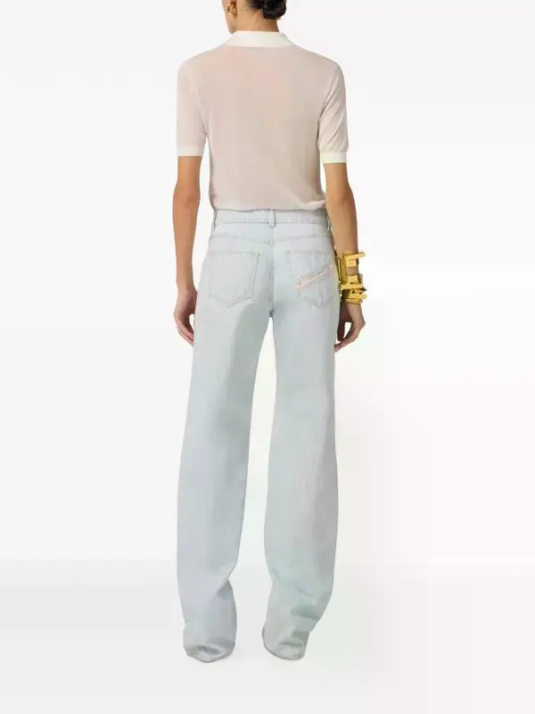 Elisabetta Franchi Palazzo Jeans With Organza Details - Blue