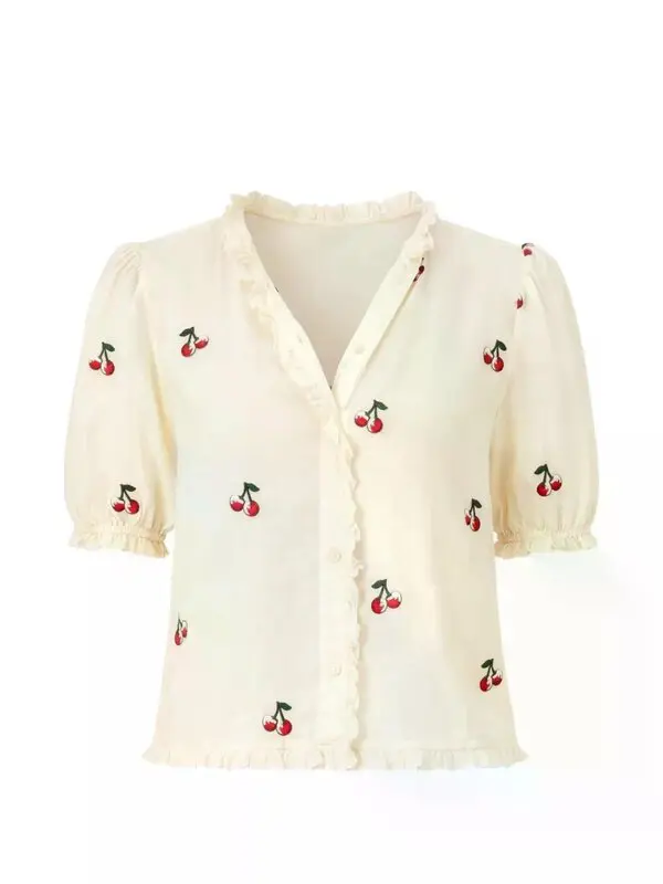TWINSET Ruffled Cherry Embroidery Shirt
