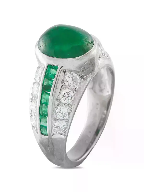 LB EXCLUSIVE Diamond And Emerald Ring - Silver