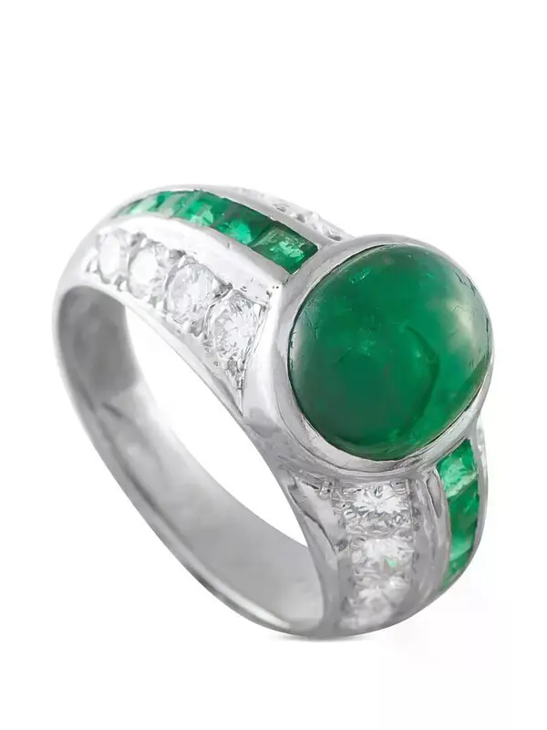 LB EXCLUSIVE Diamond And Emerald Ring - Silver