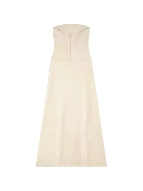 FORTELA Floral-embroidered Strapless Dress - Neutrals