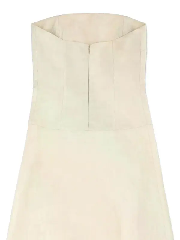 FORTELA Floral-embroidered Strapless Dress - Neutrals
