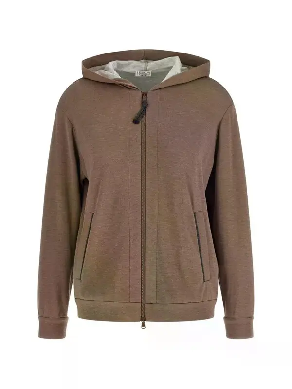 Brunello Cucinelli Embroidered Zip-up Hoodie - Brown