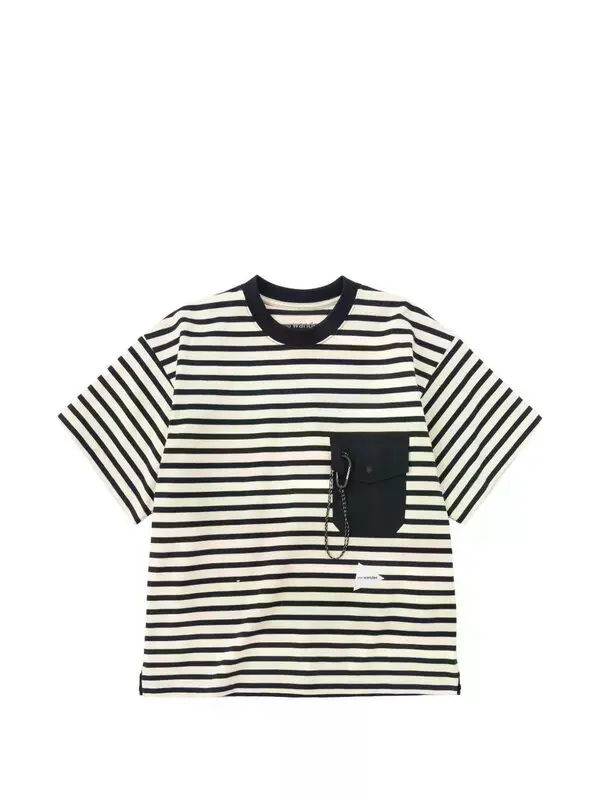 AND WANDER X Orcival Striped Pocket T-shirt - Blue