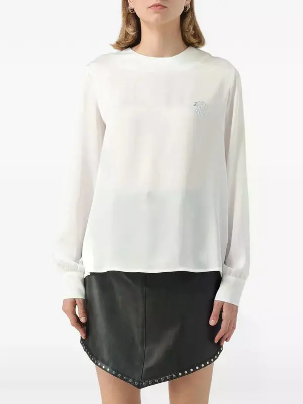 GAËLLE PARIS Brooch Embellished Satin Shirt