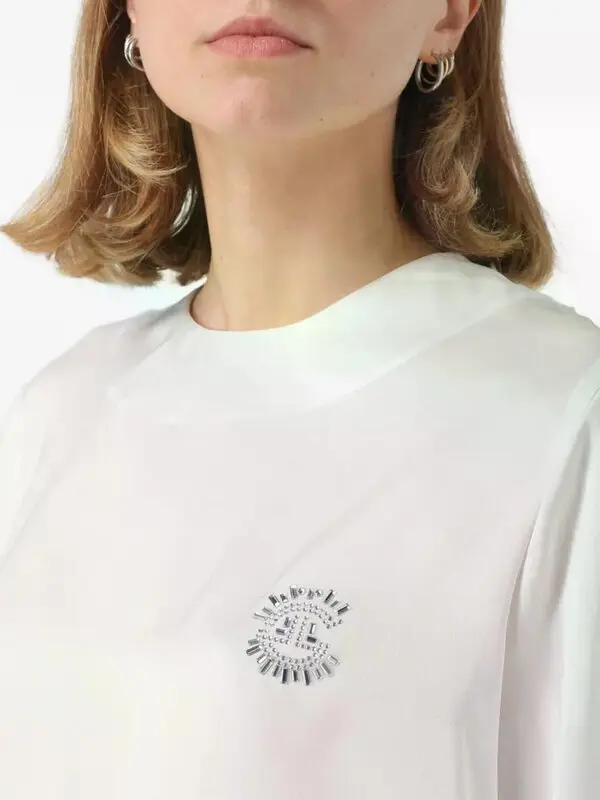 GAËLLE PARIS Brooch Embellished Satin Shirt