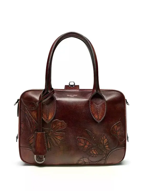 GOLDEN GOOSE Vita Floral Leather Tote - Brown