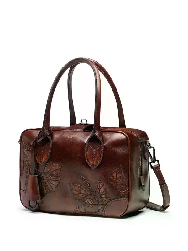 GOLDEN GOOSE Vita Floral Leather Tote - Brown