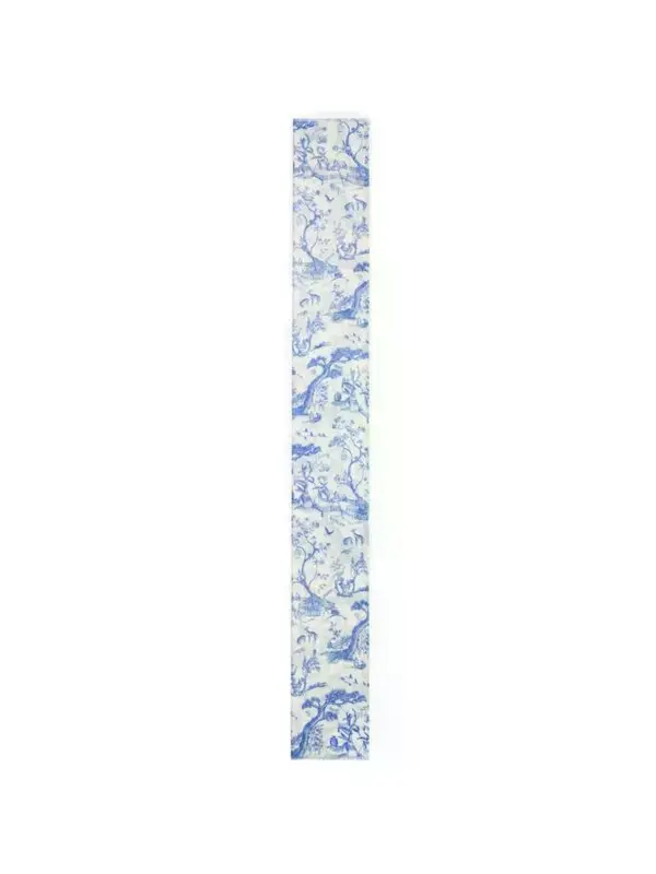 Shanghai Tang Tang Floral Frayed Scarf - White