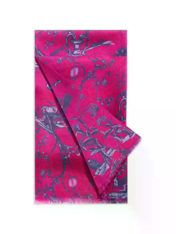 Shanghai Tang Tang Floral Frayed Scarf - Pink