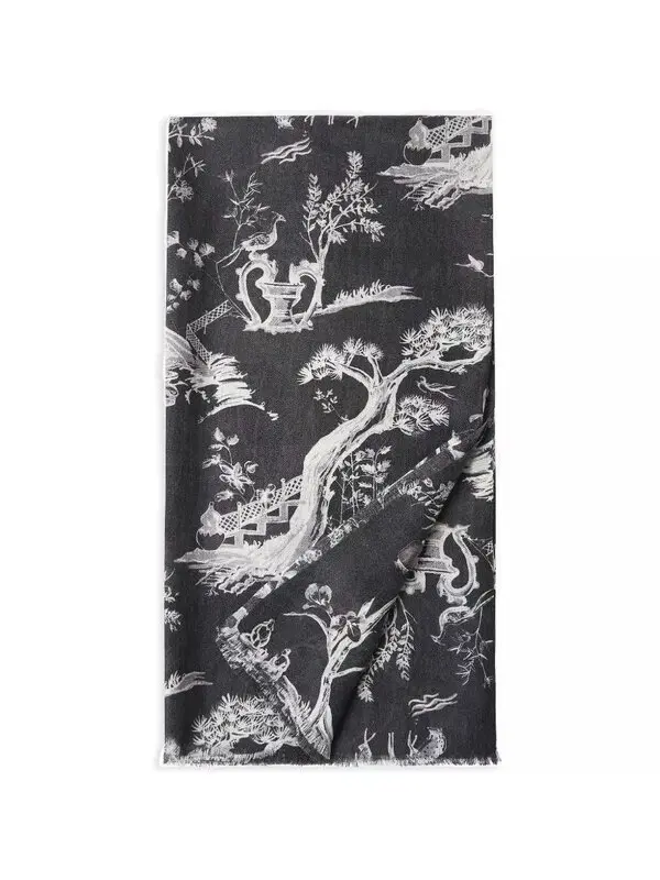 Shanghai Tang Tang Printed Scarf - Black