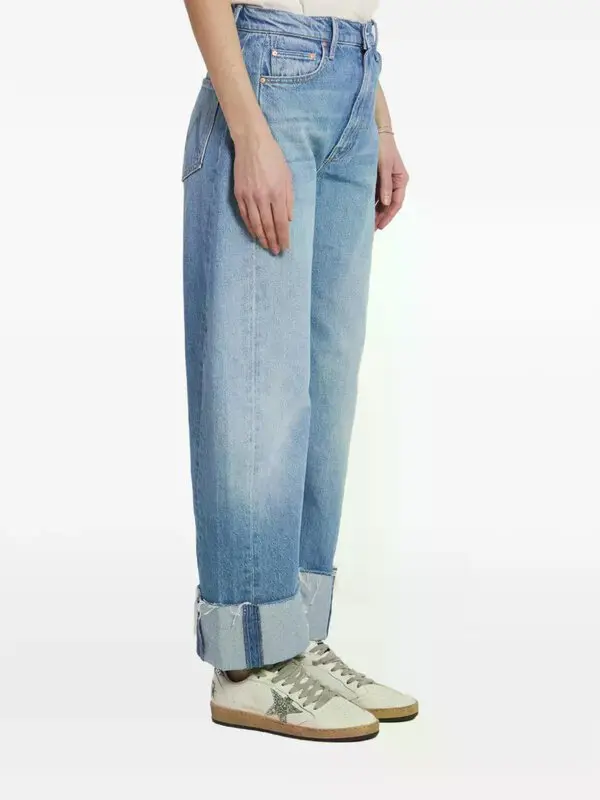 MOTHER The Half-pipe Ankle Cuff Fray Cotton Jeans - Blue