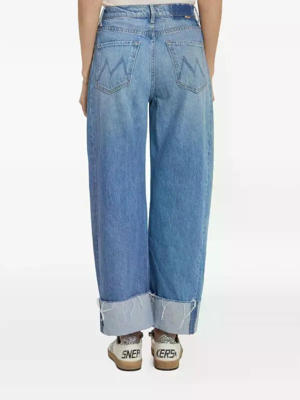 MOTHER The Half-pipe Ankle Cuff Fray Cotton Jeans - Blue