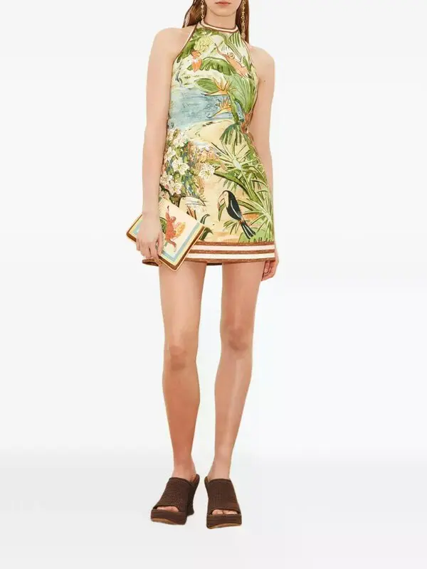 ALEMAIS Printed Mini Dress - Green