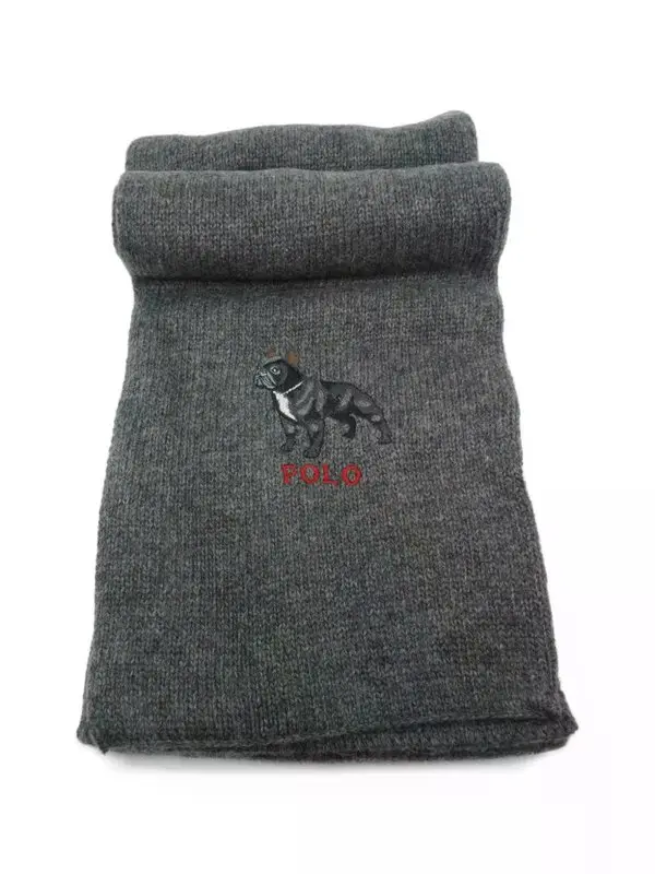 Polo Ralph Lauren Bulldog Embroidered Scarf - Grey