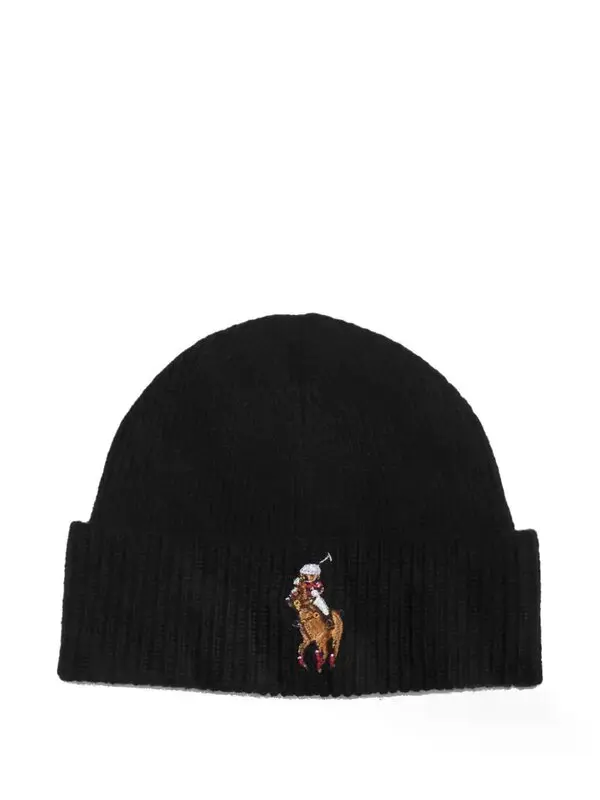 Polo Ralph Lauren Riding Polo Bear Beanie - Black